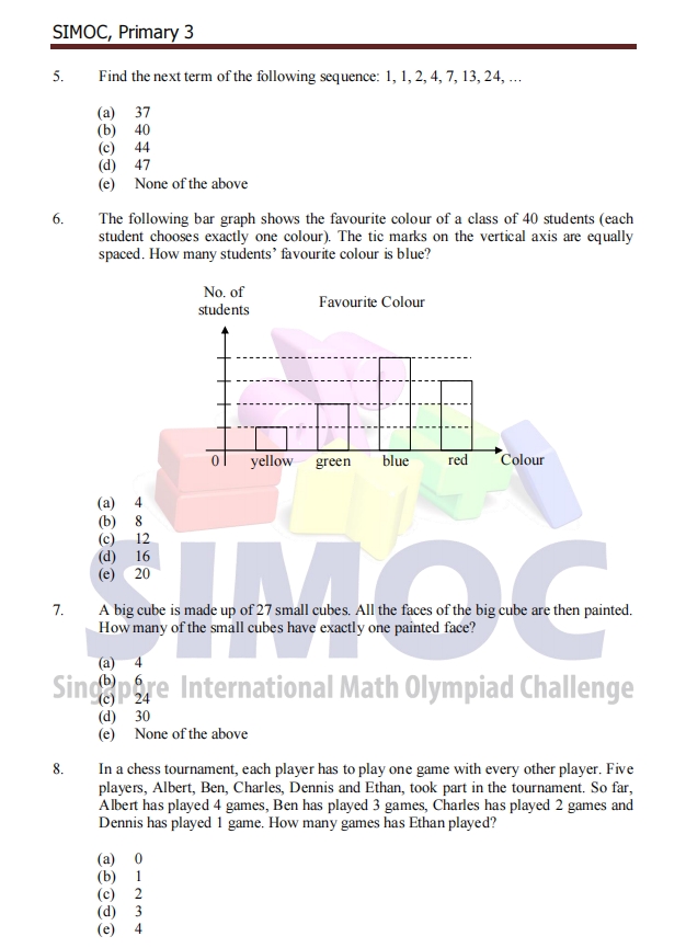 SIMOC数学竞赛 Primary 3真题&答案