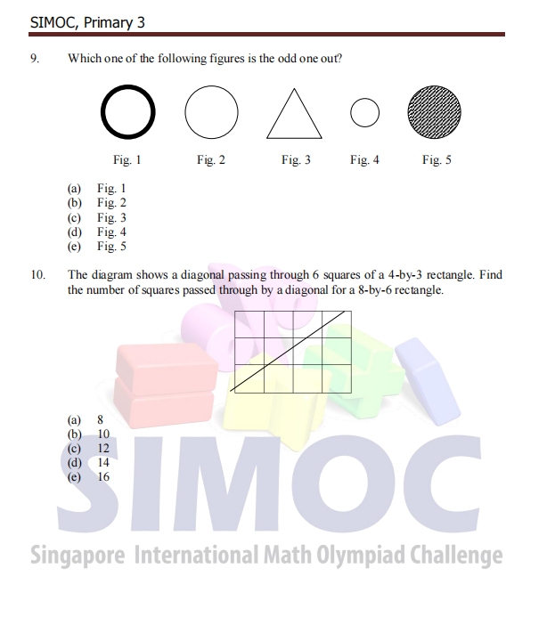 SIMOC数学竞赛 Primary 3真题&答案